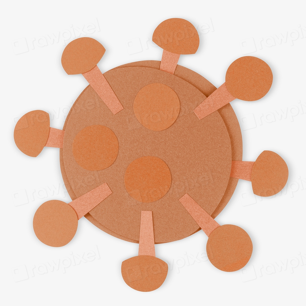 Orange paper craft coronavirus cell | Free PSD - rawpixel