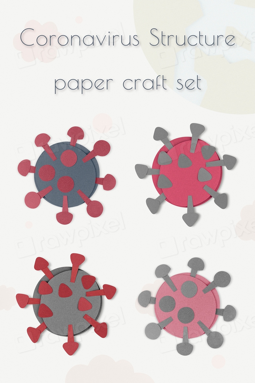 Paper craft coronavirus cell set | Premium PSD - rawpixel