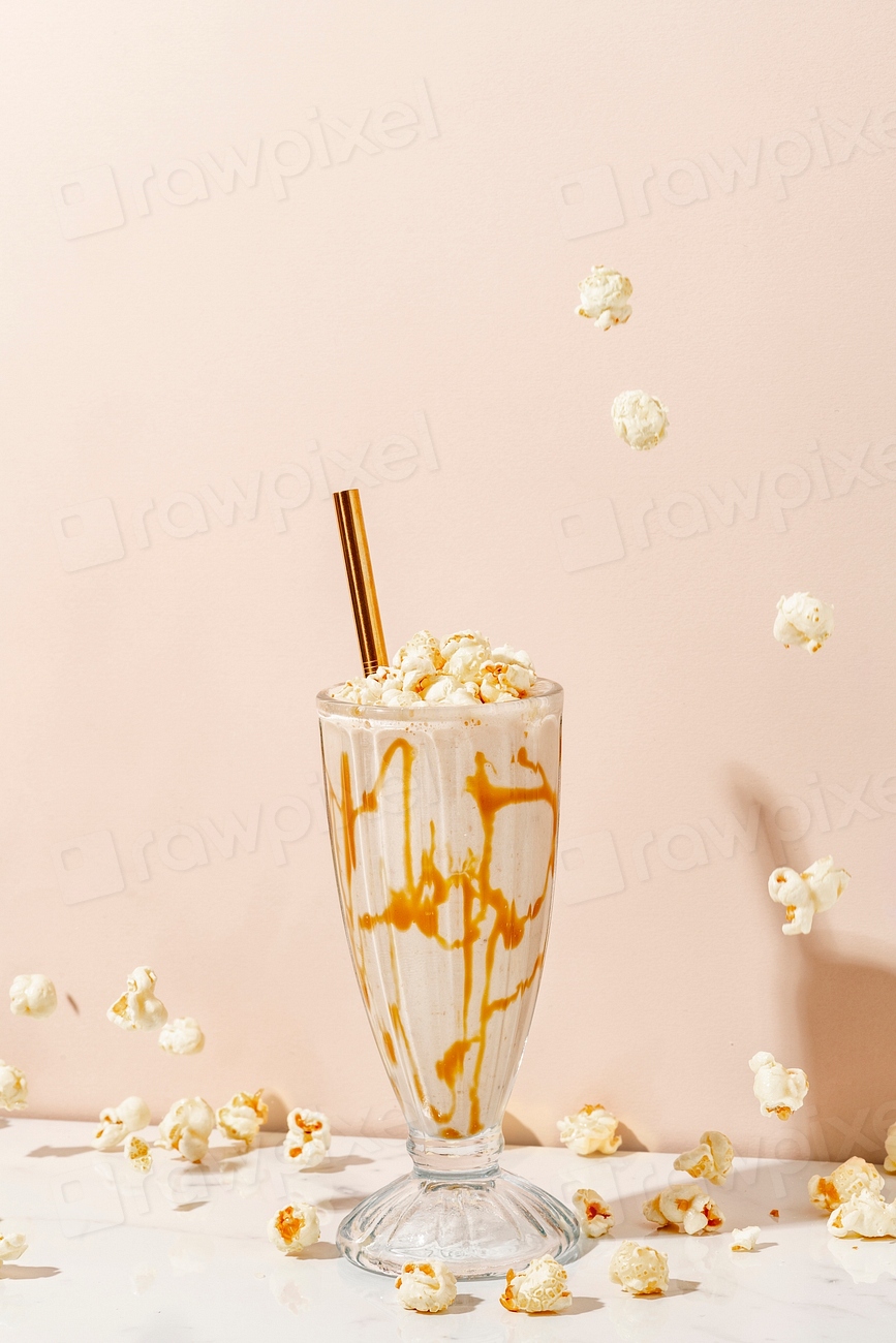 Caramel popcorn vanilla milkshake | Premium Photo - rawpixel