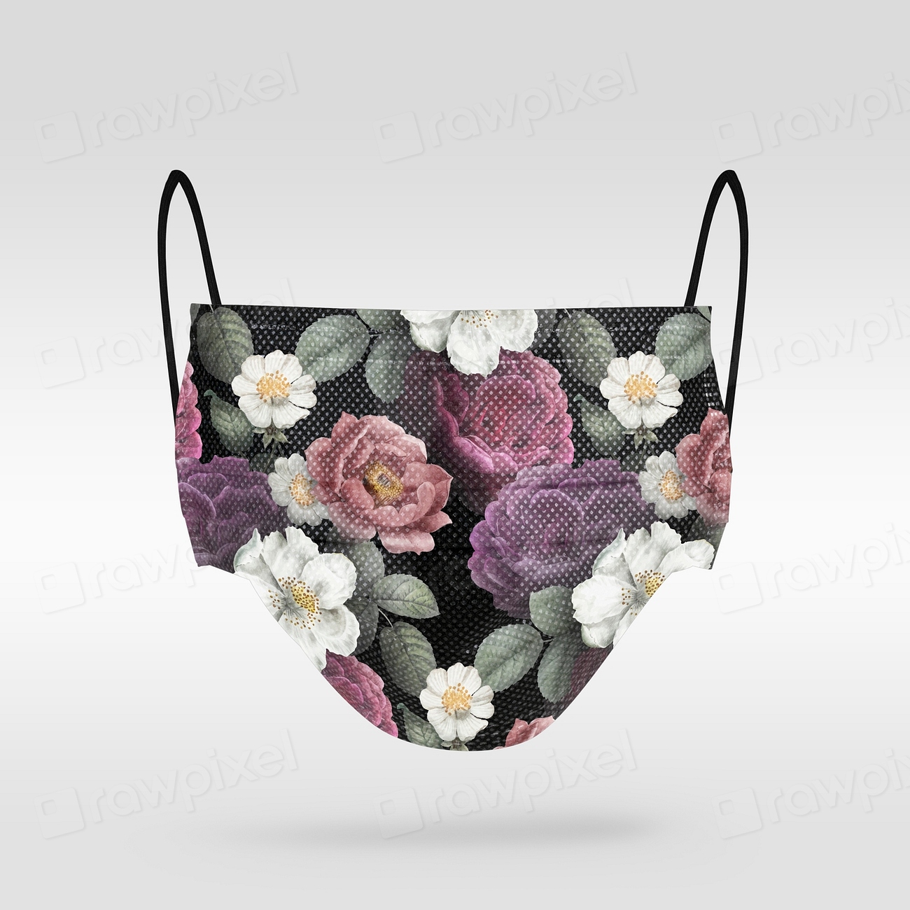 Floral patterned fabric face mask | Premium PSD Mockup - rawpixel
