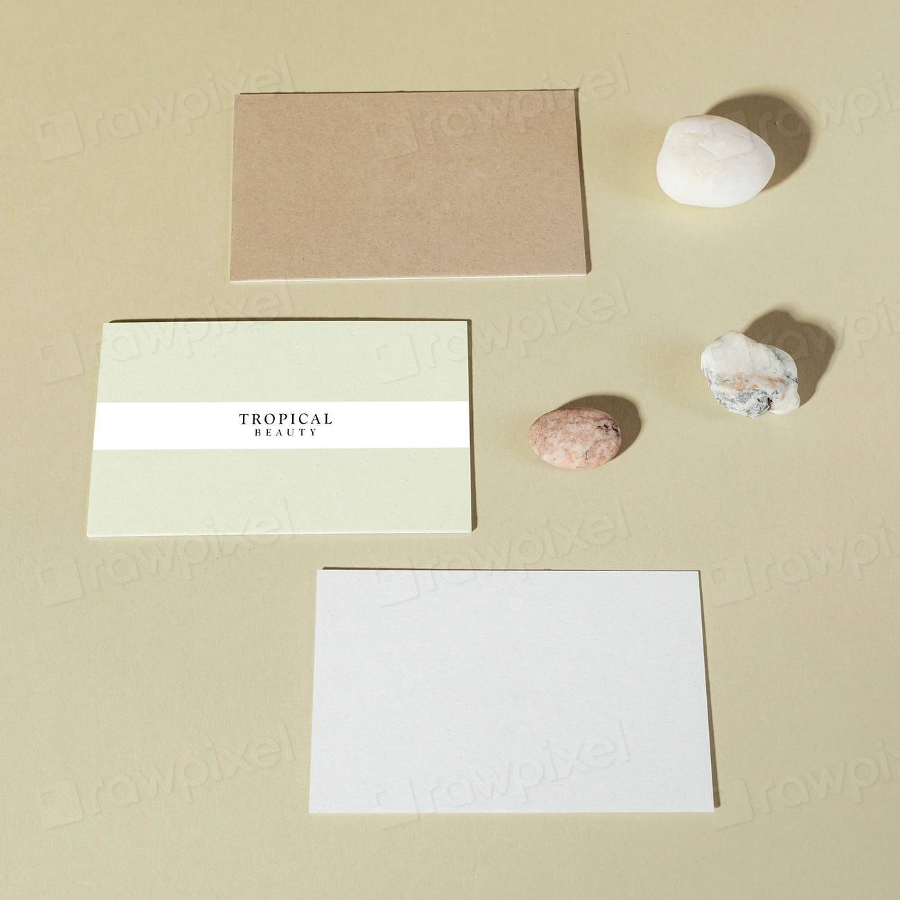 Business cards on beige background | Premium PSD Mockup - rawpixel