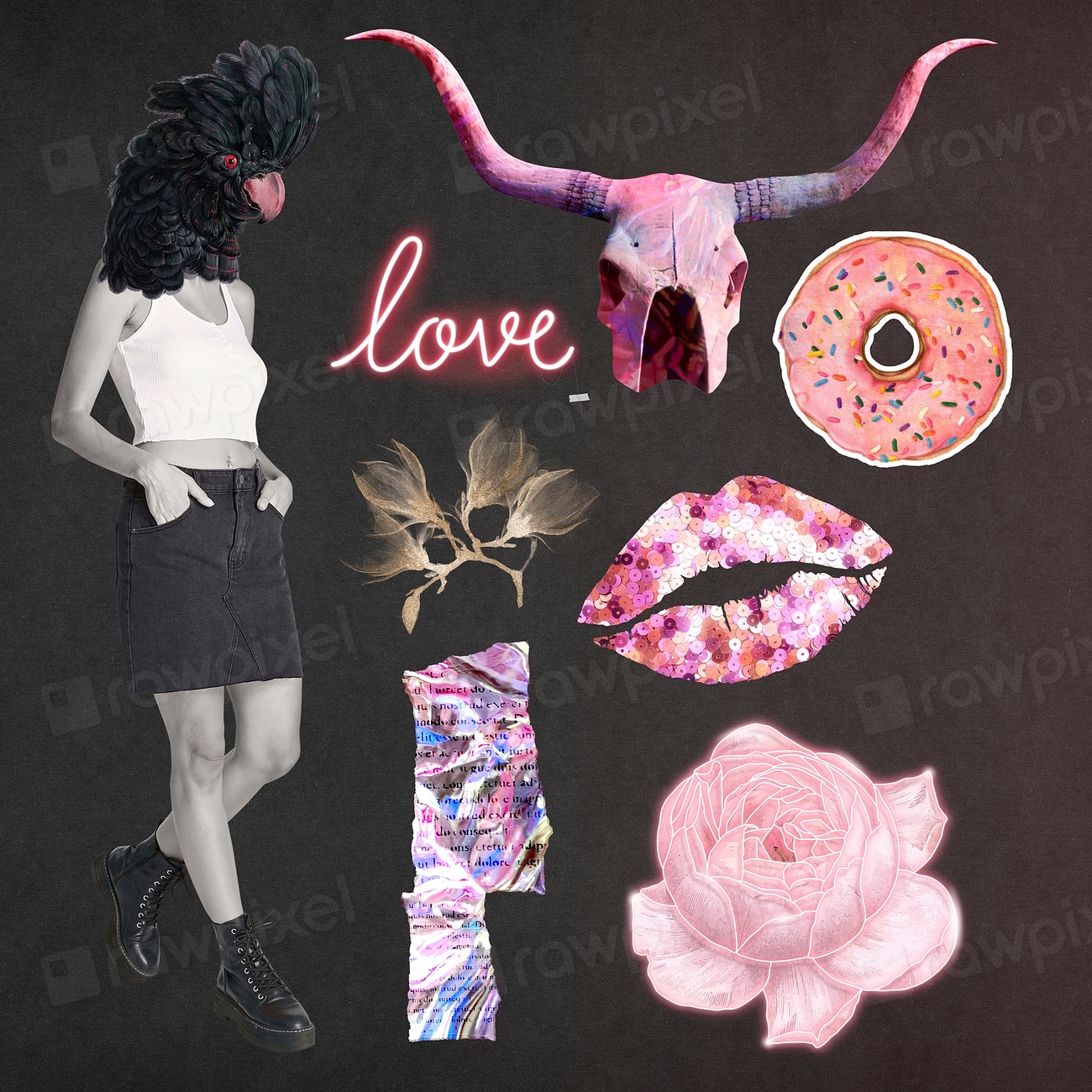 Vintage collage illustration psd sticker | Premium PSD - rawpixel