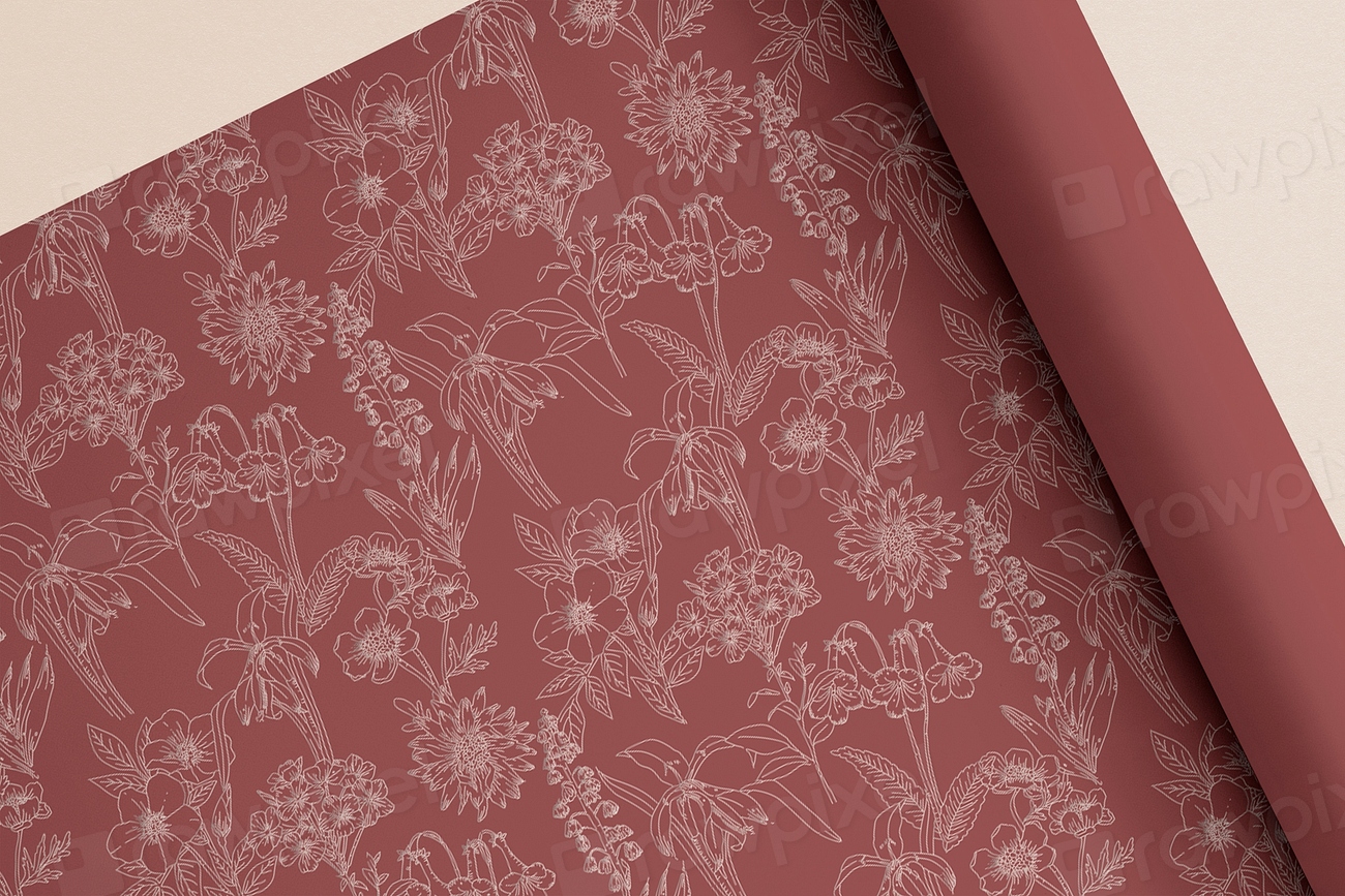 Vintage wrapping paper mockup, floral | Premium PSD Mockup - rawpixel