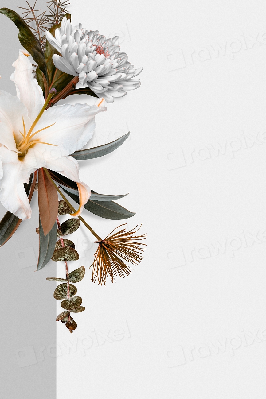 Greige flowers border background, nature | Premium Photo - rawpixel