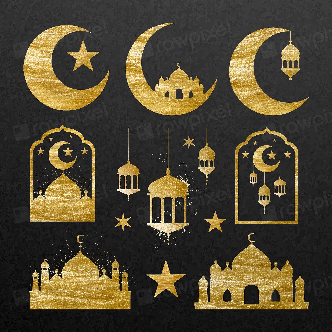 Festive gold Islamic design sticker | Premium Vector - rawpixel