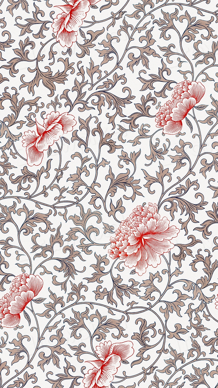 Oriental flower pattern iPhone wallpaper, | Premium Photo Illustration ...