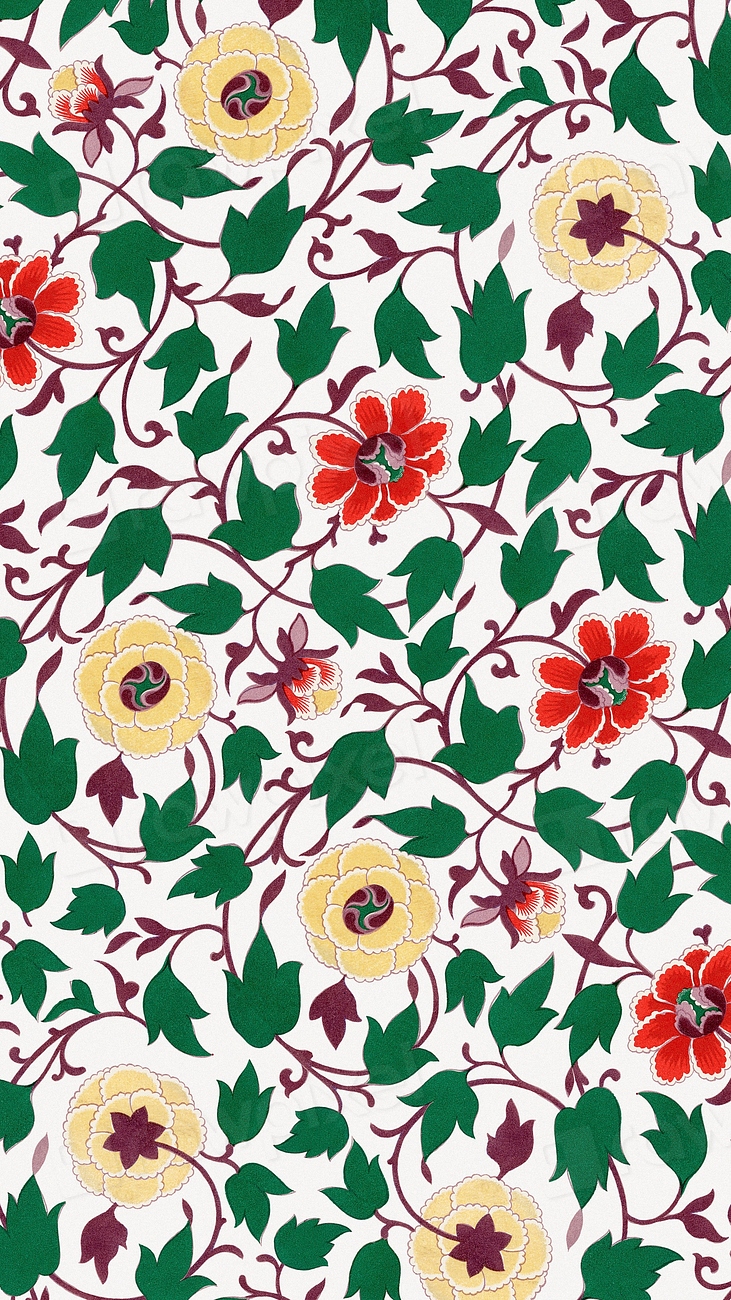 Oriental flower pattern iPhone wallpaper, | Premium Photo Illustration ...
