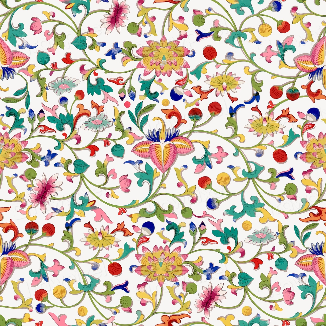 Chinese vintage seamless pattern flower | Premium Vector Illustration ...