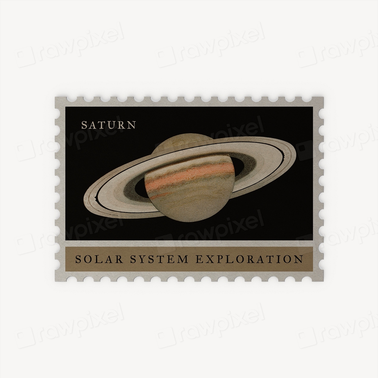 Saturn planet postage stamp ephemera | Free Photo - rawpixel