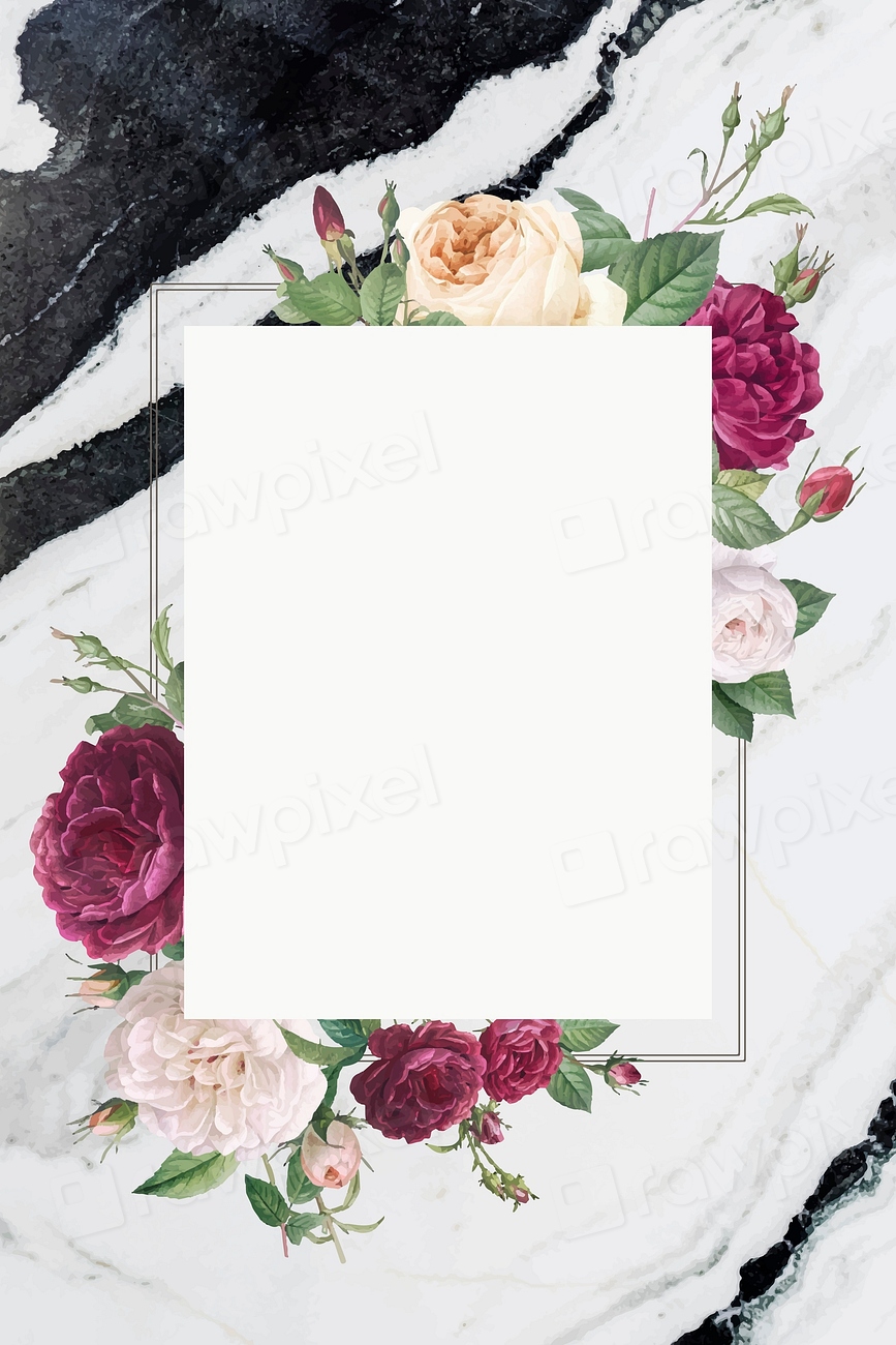 Rectangular frame decorated roses vector | Free Vector - rawpixel