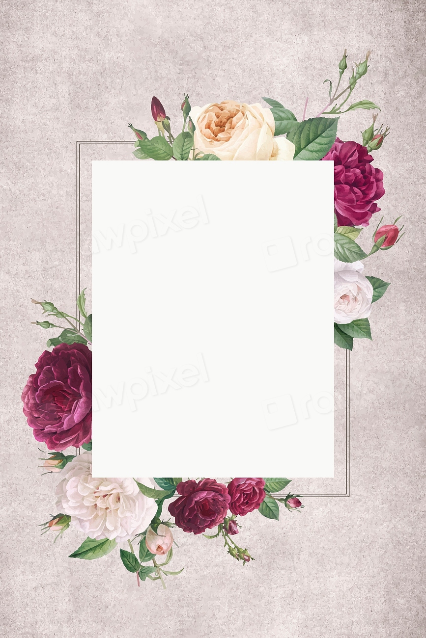 Rectangular frame decorated roses vector | Premium Vector - rawpixel