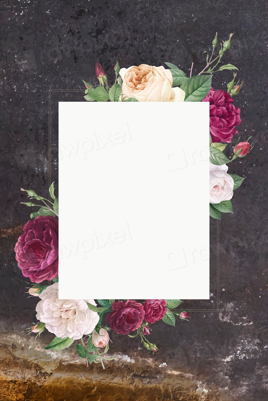 Rectangular frame decorated roses vector | Premium Vector - rawpixel