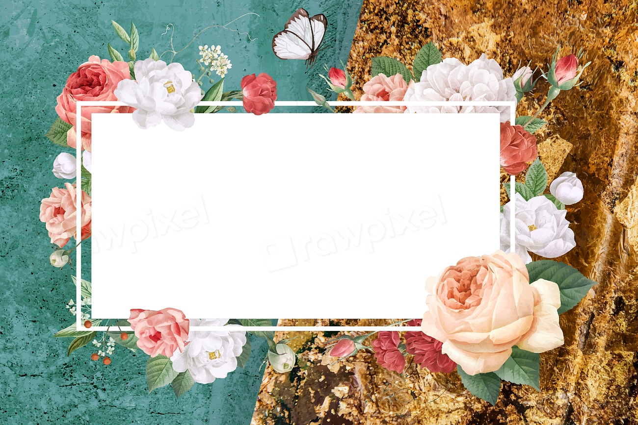 Rectangular frame decorated roses vector | Free Vector - rawpixel