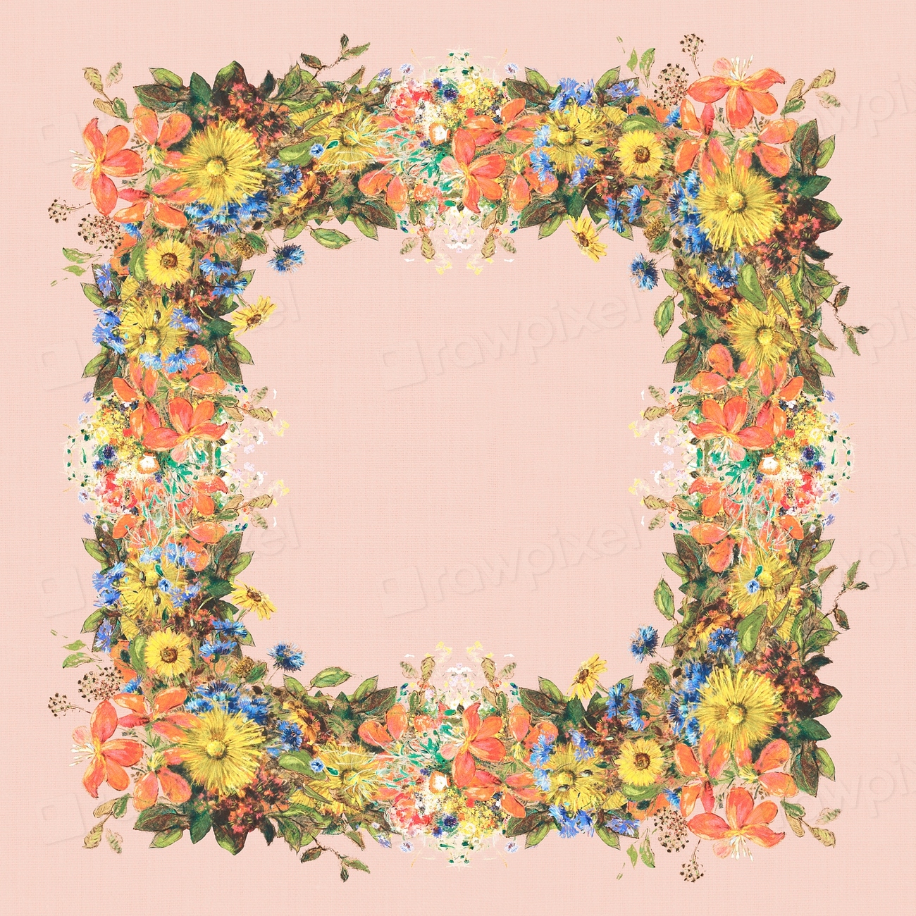 Square shaped floral frame wall | Premium PSD - rawpixel