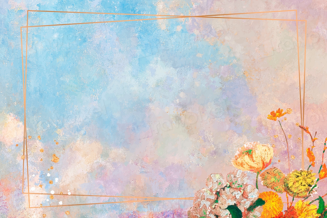 Flowers framed pastel background vector | Premium Vector - rawpixel