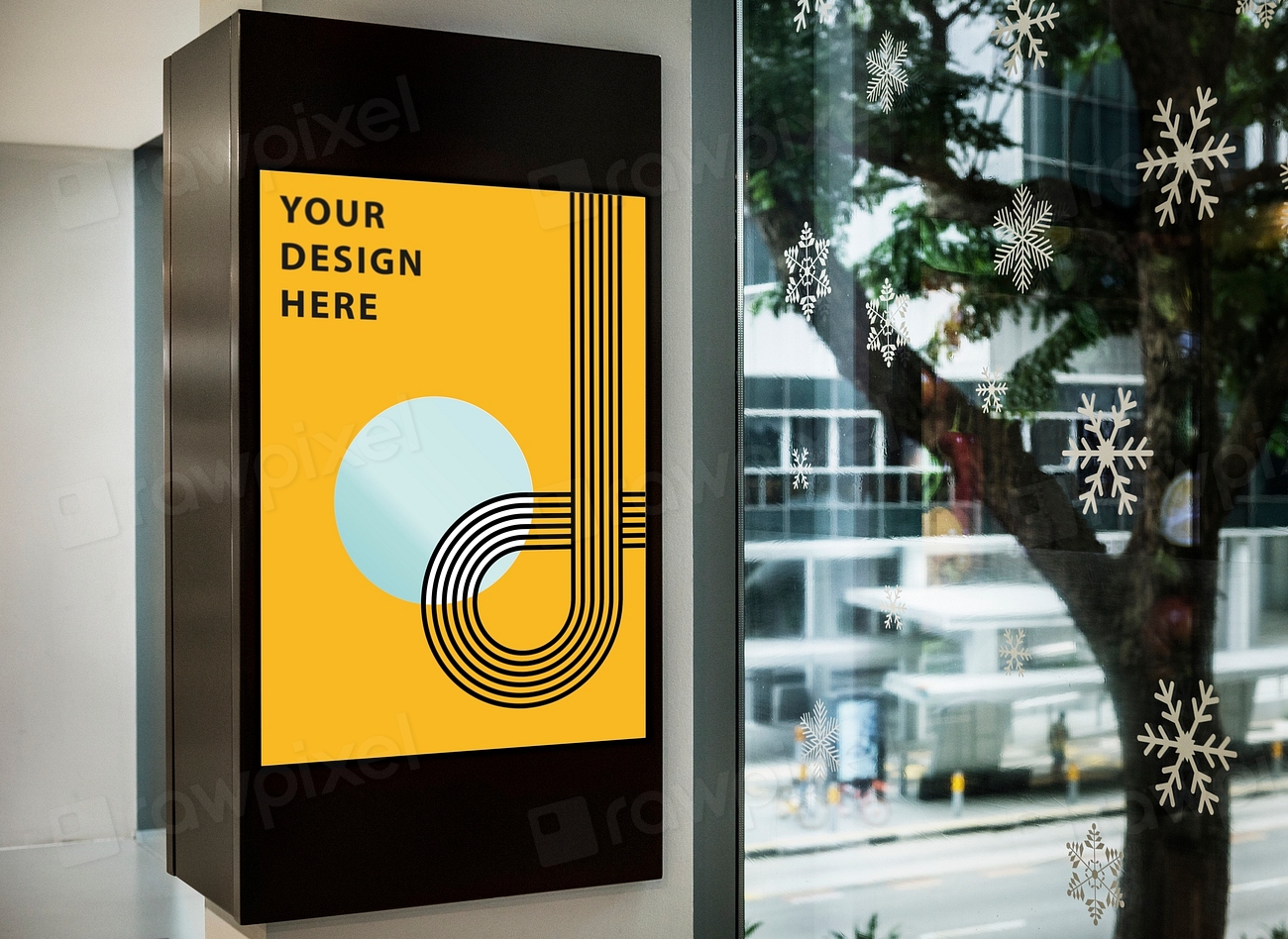 Mockup yellow advertisement signboard | Premium PSD Mockup - rawpixel