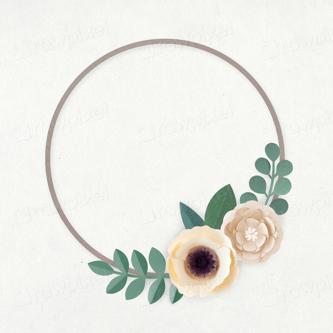 Round paper craft flower wreath | Premium PSD - rawpixel
