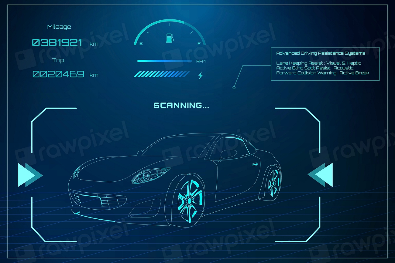 Neon blue scanning sports car | Premium Vector - rawpixel