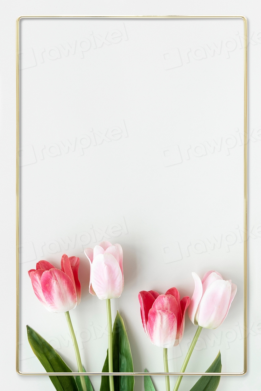 Golden blooming tulip frame design | Premium PSD - rawpixel