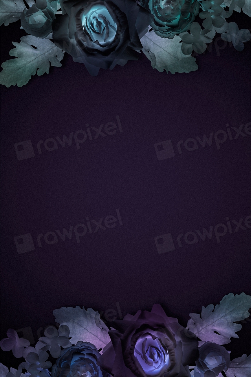 Purple and blue floral frame | Premium PSD - rawpixel