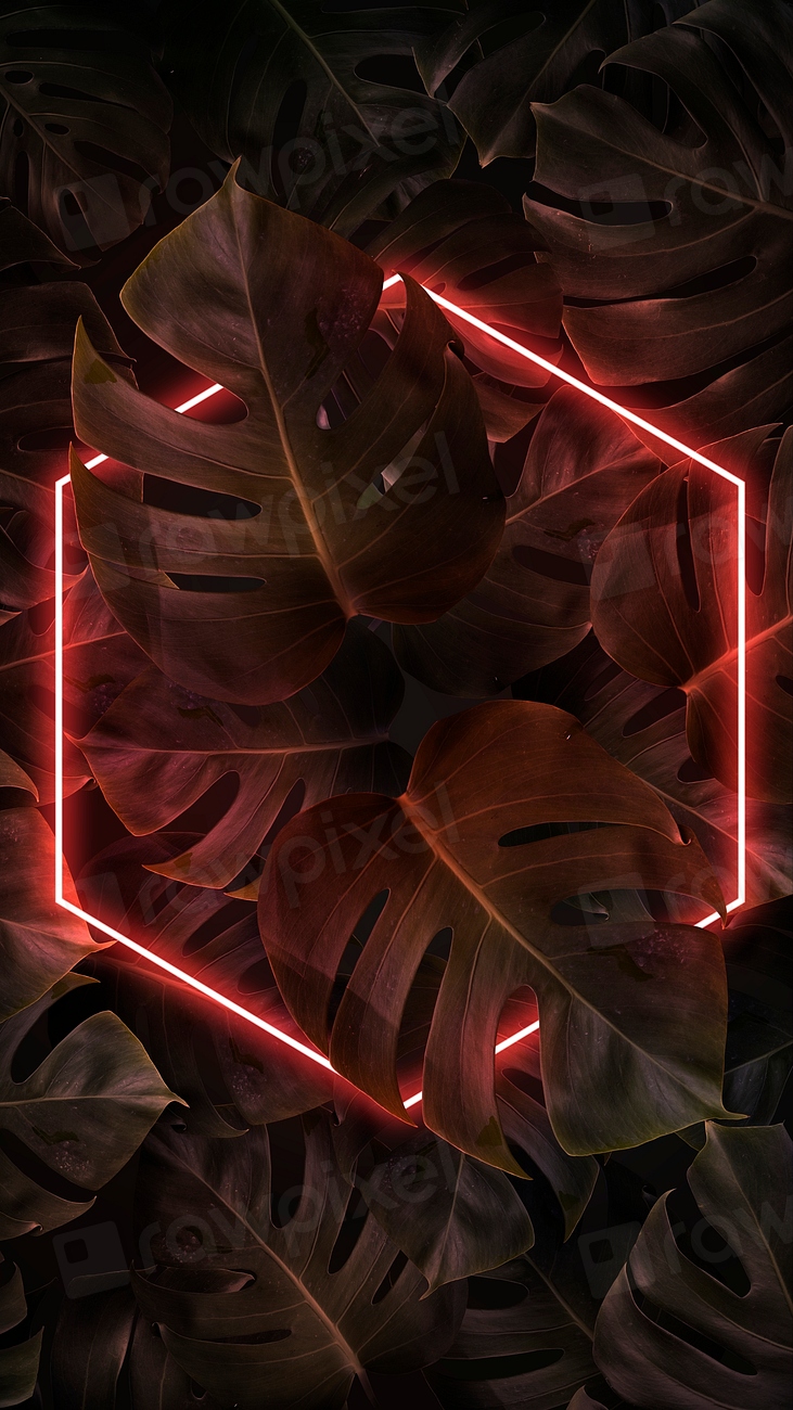 Tropical neon lights red frame | Premium PSD - rawpixel