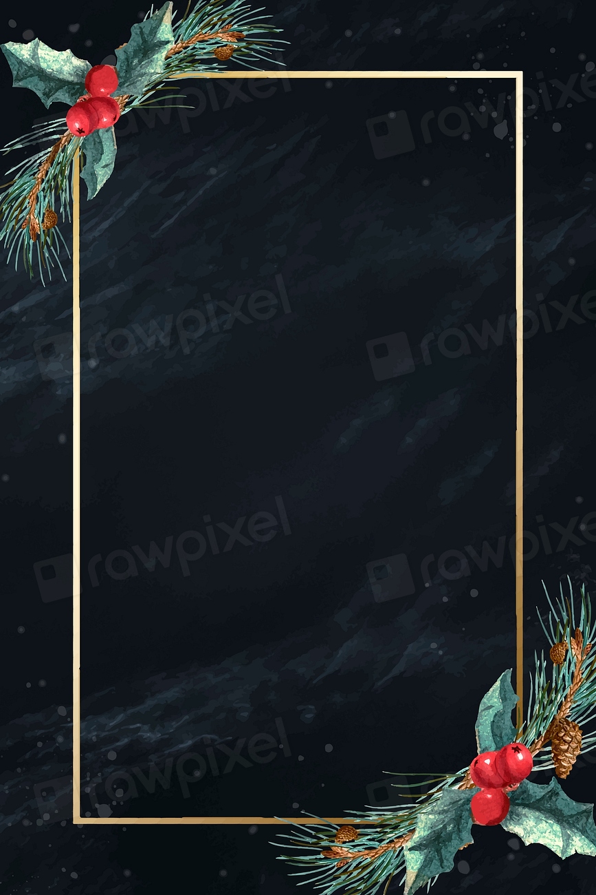 Golden rectangle Christmas frame vector | Premium Vector - rawpixel
