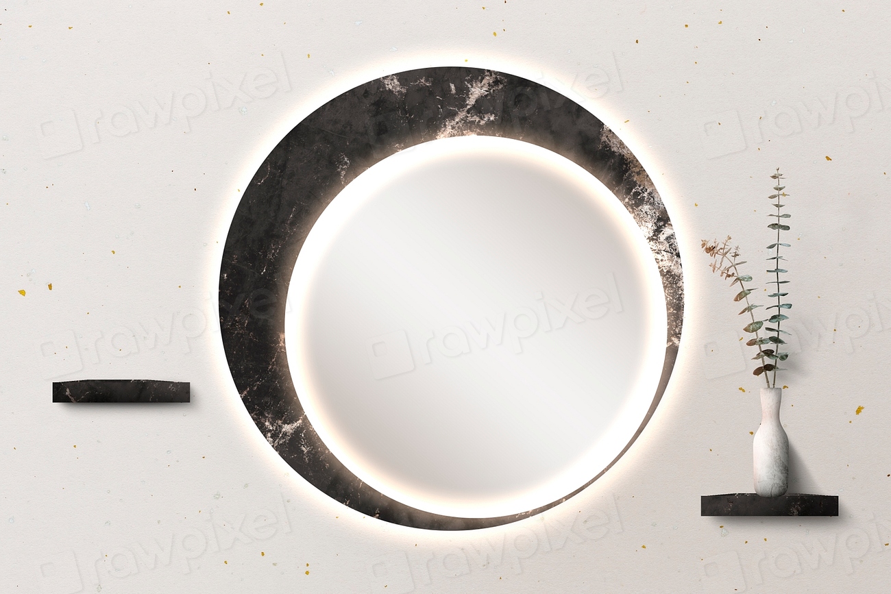 Circle mirror decorated LED light | Premium PSD - rawpixel