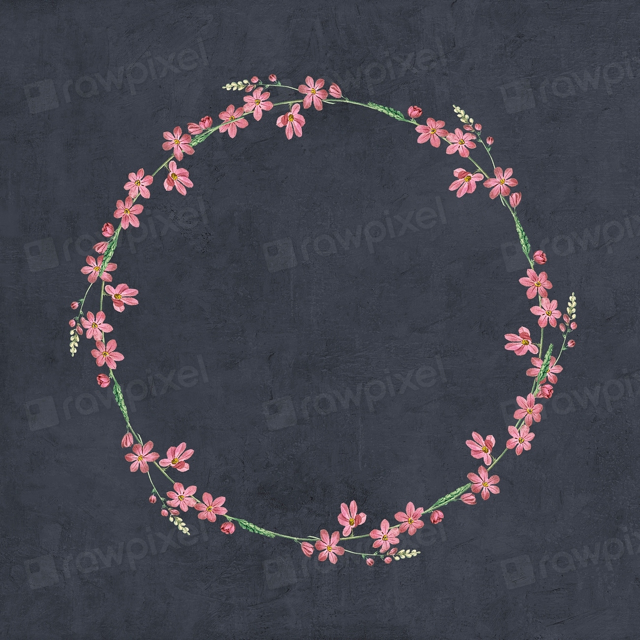 Round mixed flowers frame patterned | Premium PSD - rawpixel