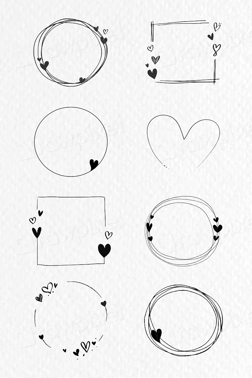 Doodle love frame collection vector | Premium Vector - rawpixel