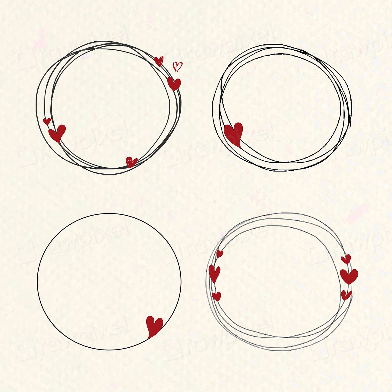 Doodle love frame collection vector | Premium Vector - rawpixel