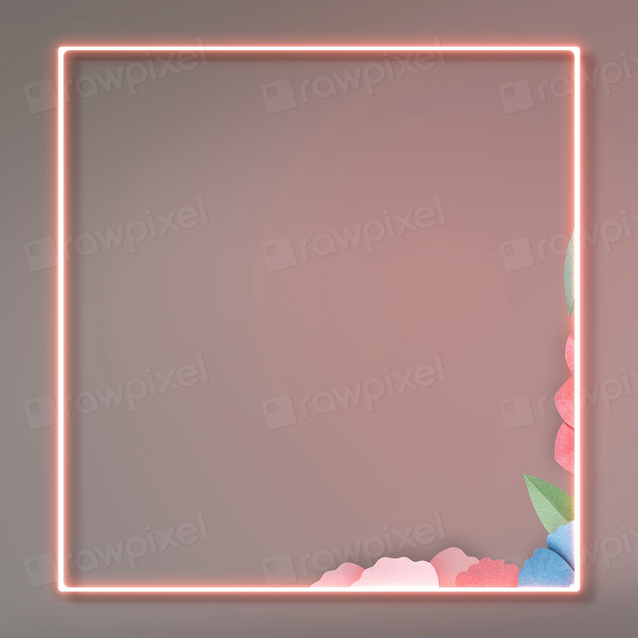 Flower decorated neon frame on a gray | Premium PSD - rawpixel