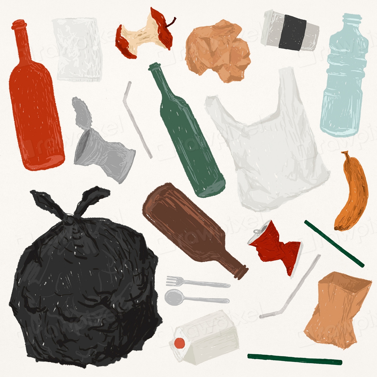 Recyclable waste sticker element set | Premium PSD - rawpixel