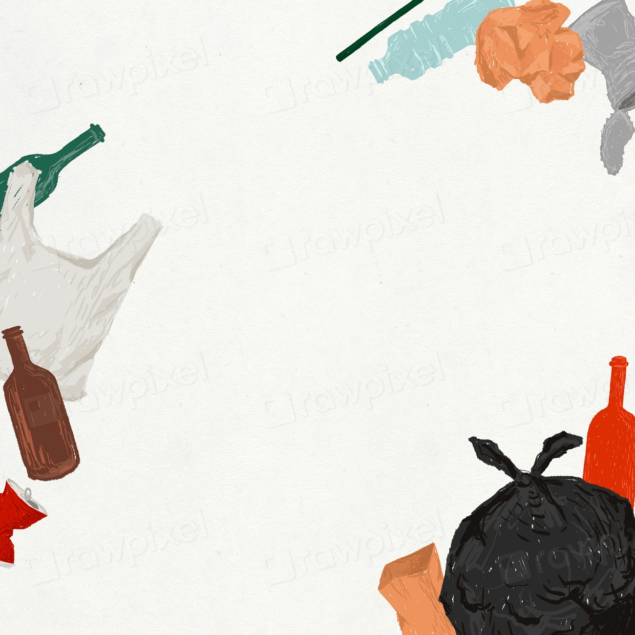 Recyclable waste beige background illustration | Premium PSD - rawpixel