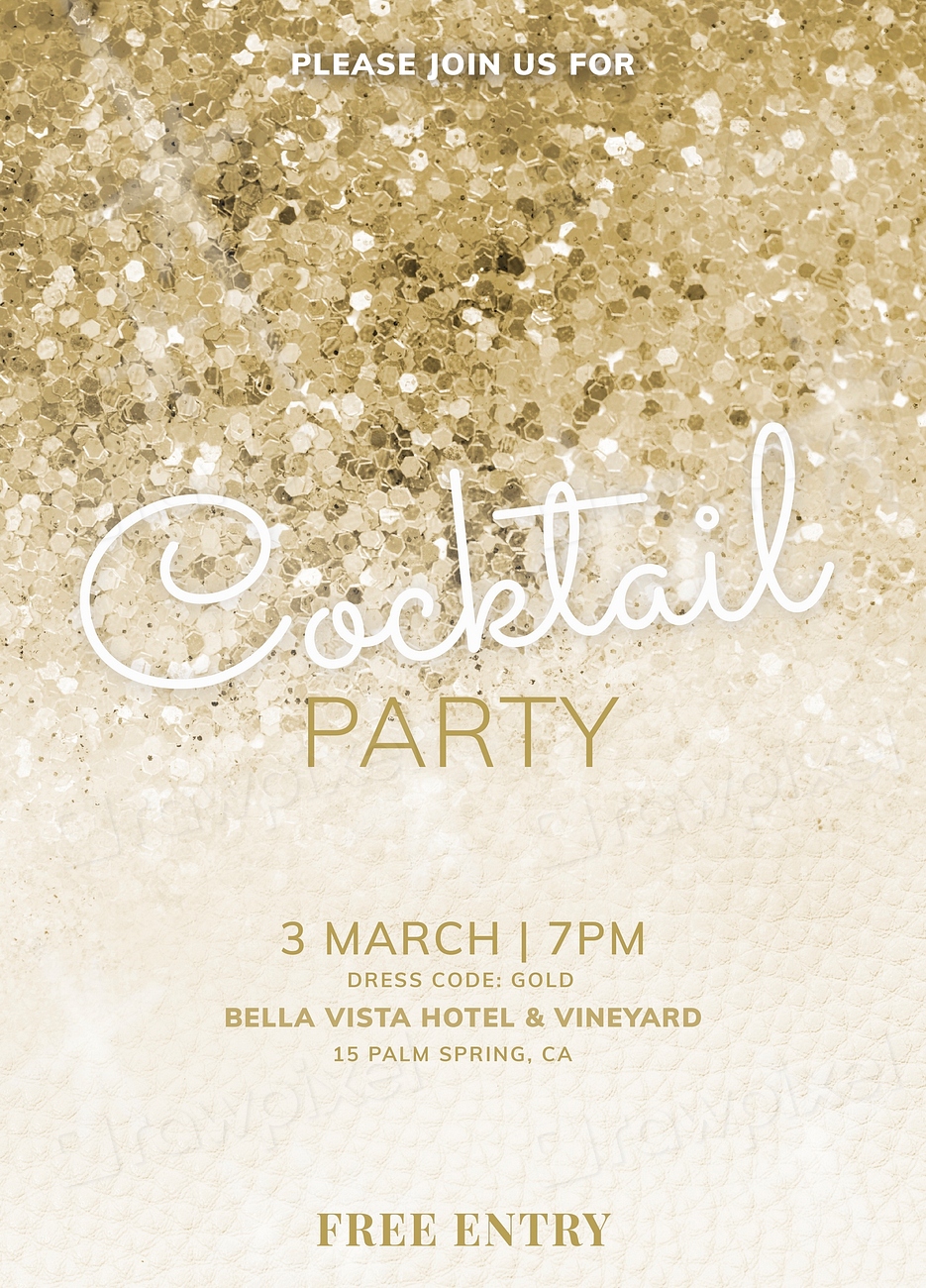 Cocktail party invitation card psd | Premium PSD Template - rawpixel