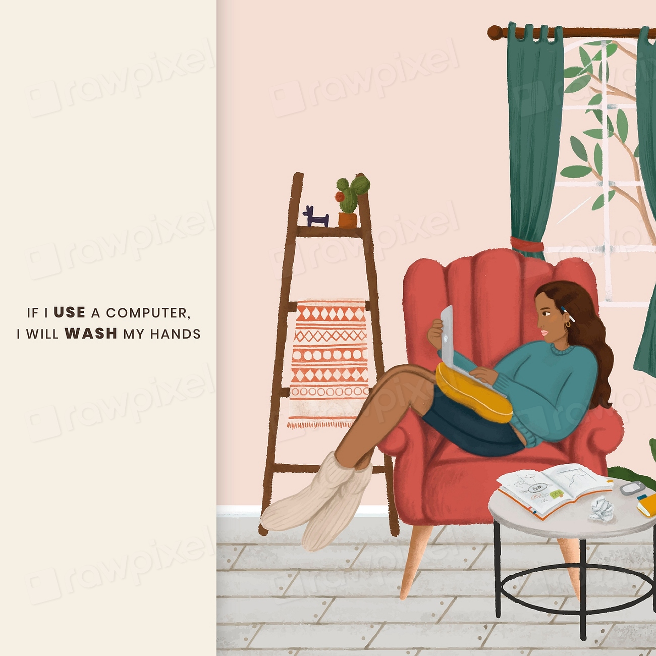 If I use a computer | Free Vector Template - rawpixel