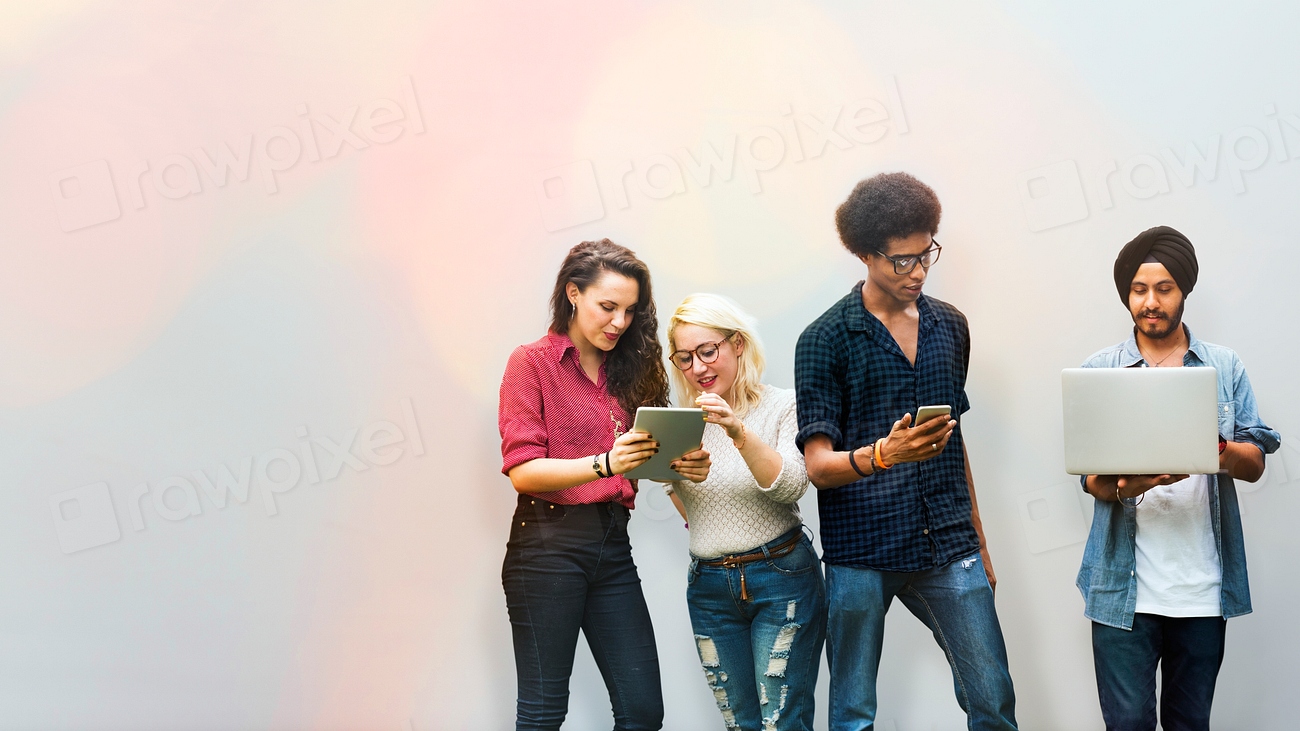 Diverse friends using digital devices | Premium Photo - rawpixel
