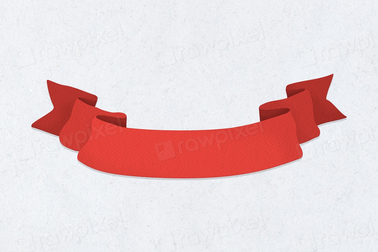 Red paper ribbon banner design | Free PSD - rawpixel