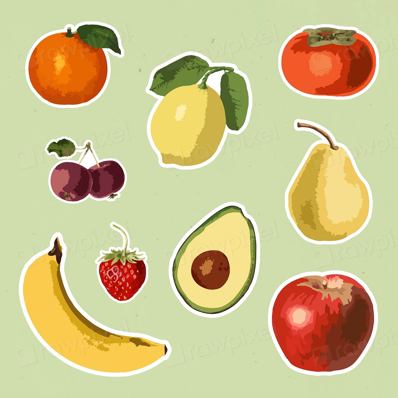Vectorized tropical fruit sticker collection | Premium Vector - rawpixel