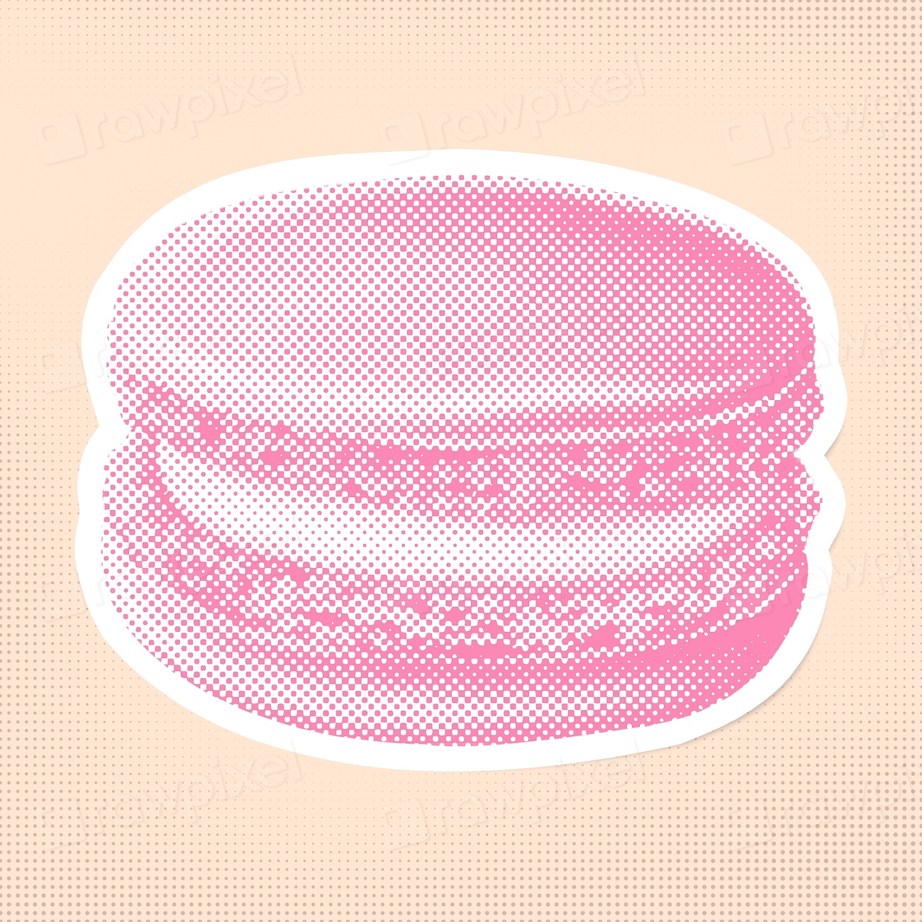Halftone pink macaron sticker overlay | Premium PSD - rawpixel