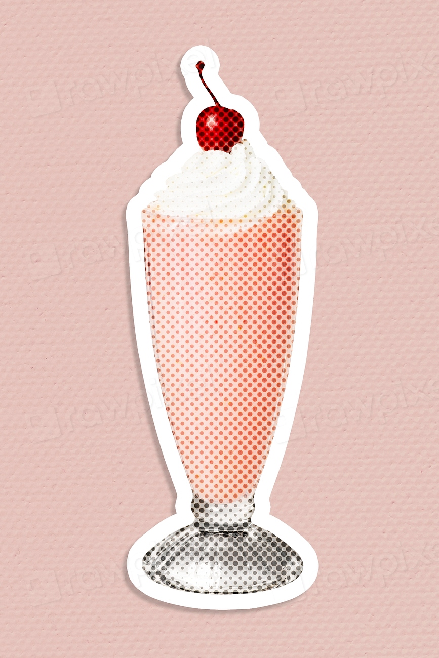 Halftone strawberry milkshake drink sticker | Premium PSD - rawpixel