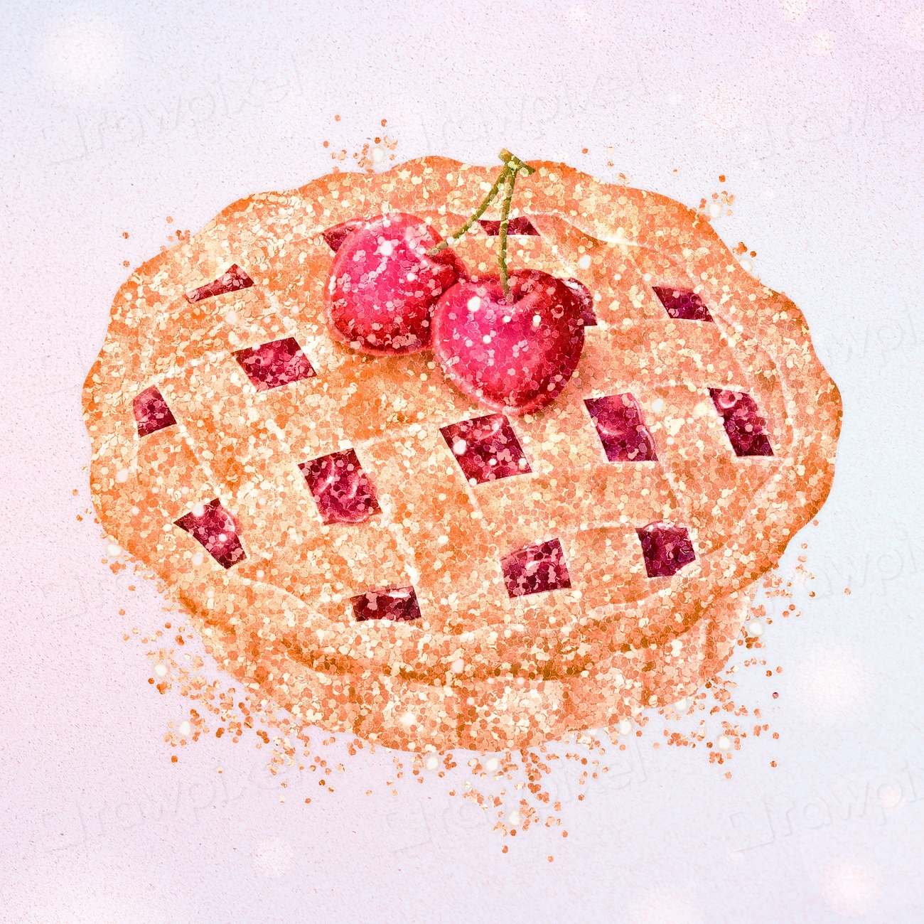 Glittery cherry pie sticker overlay | Premium PSD - rawpixel