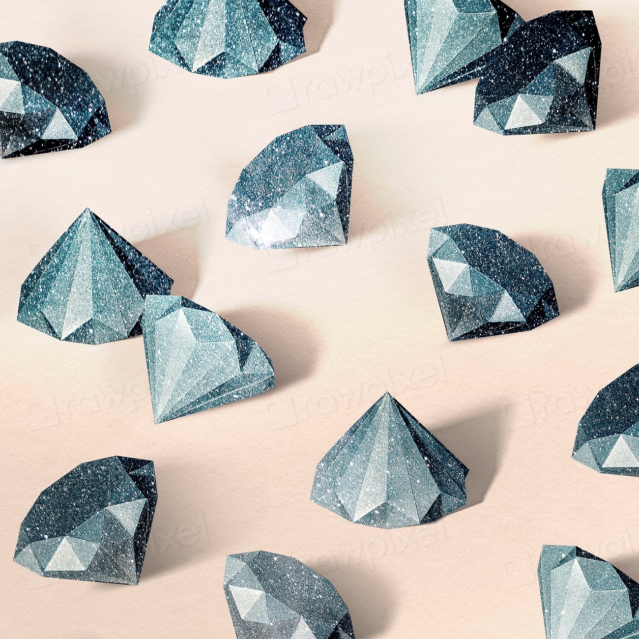 Blue paper craft diamond patterned | Free PSD - rawpixel