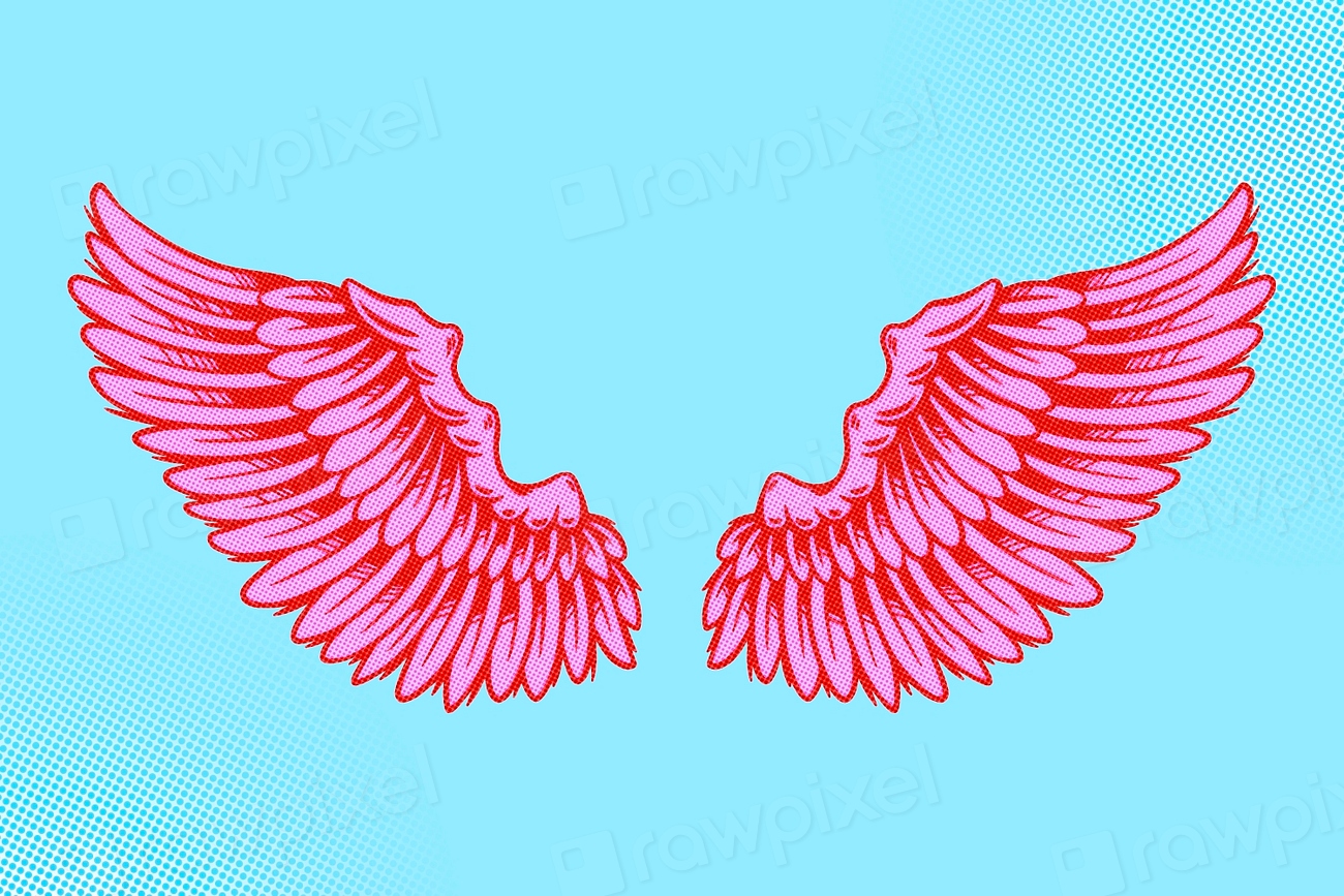 Neon pink wings sticker design | Premium PSD - rawpixel