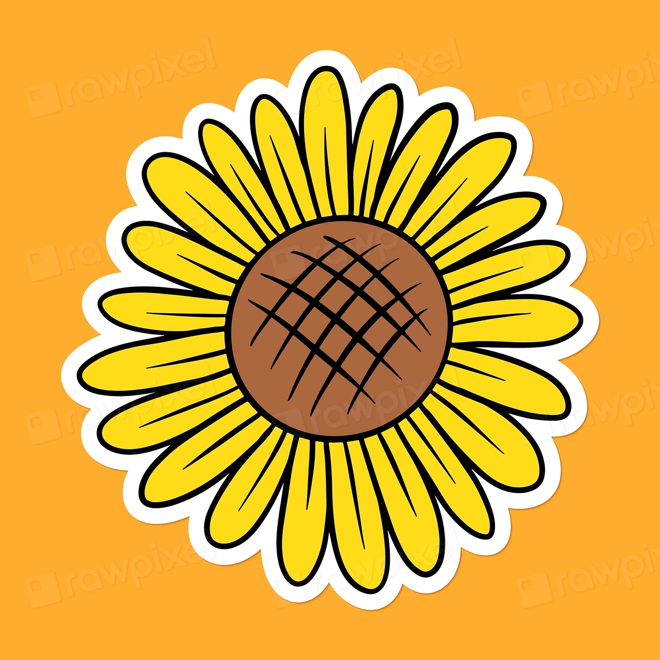 Cute sunflower sticker white border | Premium Vector - rawpixel