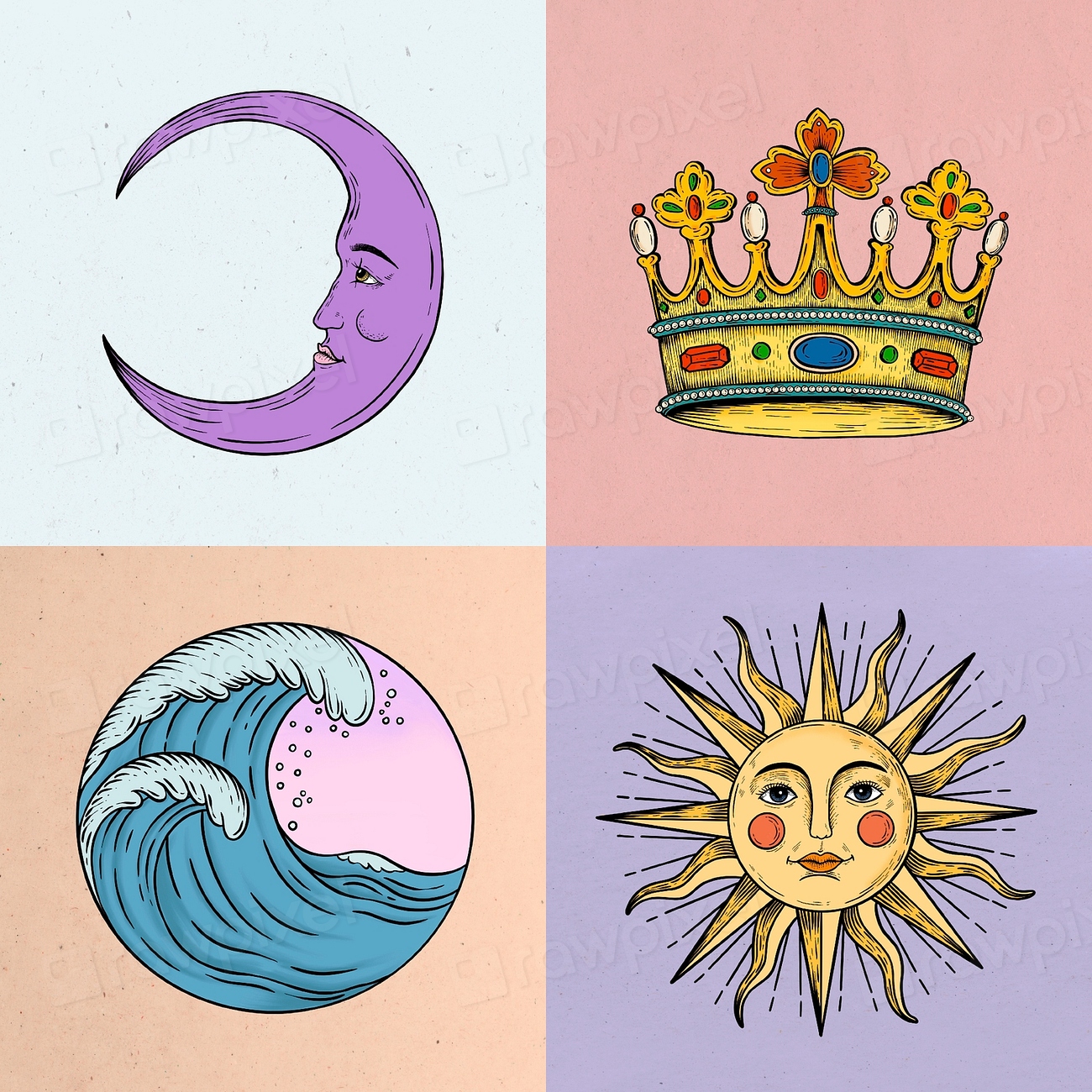 Colorful sticker overlay set design | Premium PSD - rawpixel