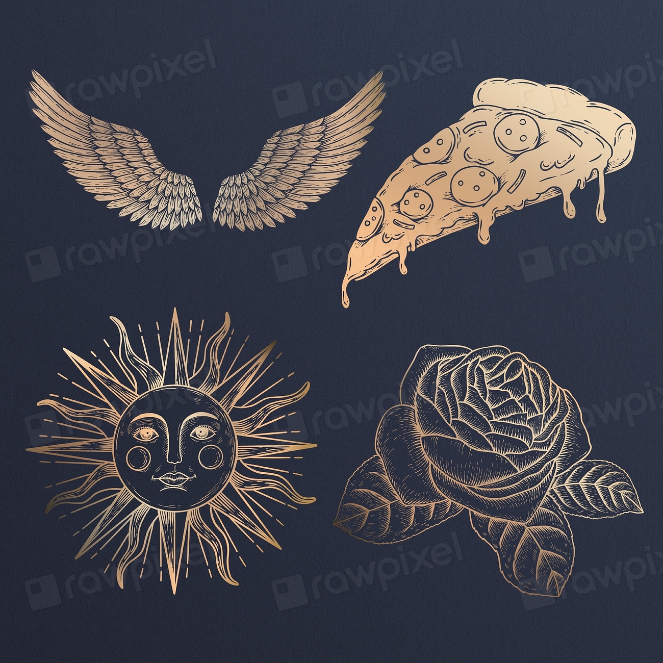 Golden sticker set design elements | Premium PSD - rawpixel