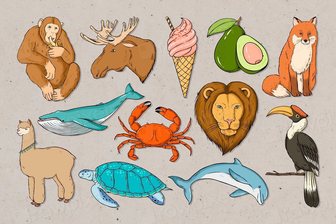Psd animal vintage colorful sticker | Free PSD - rawpixel