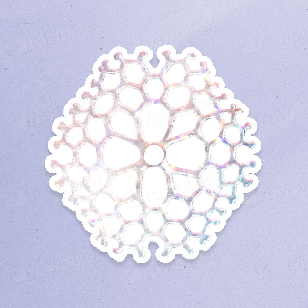 Silver holographic coral sticker white | Premium PSD - rawpixel