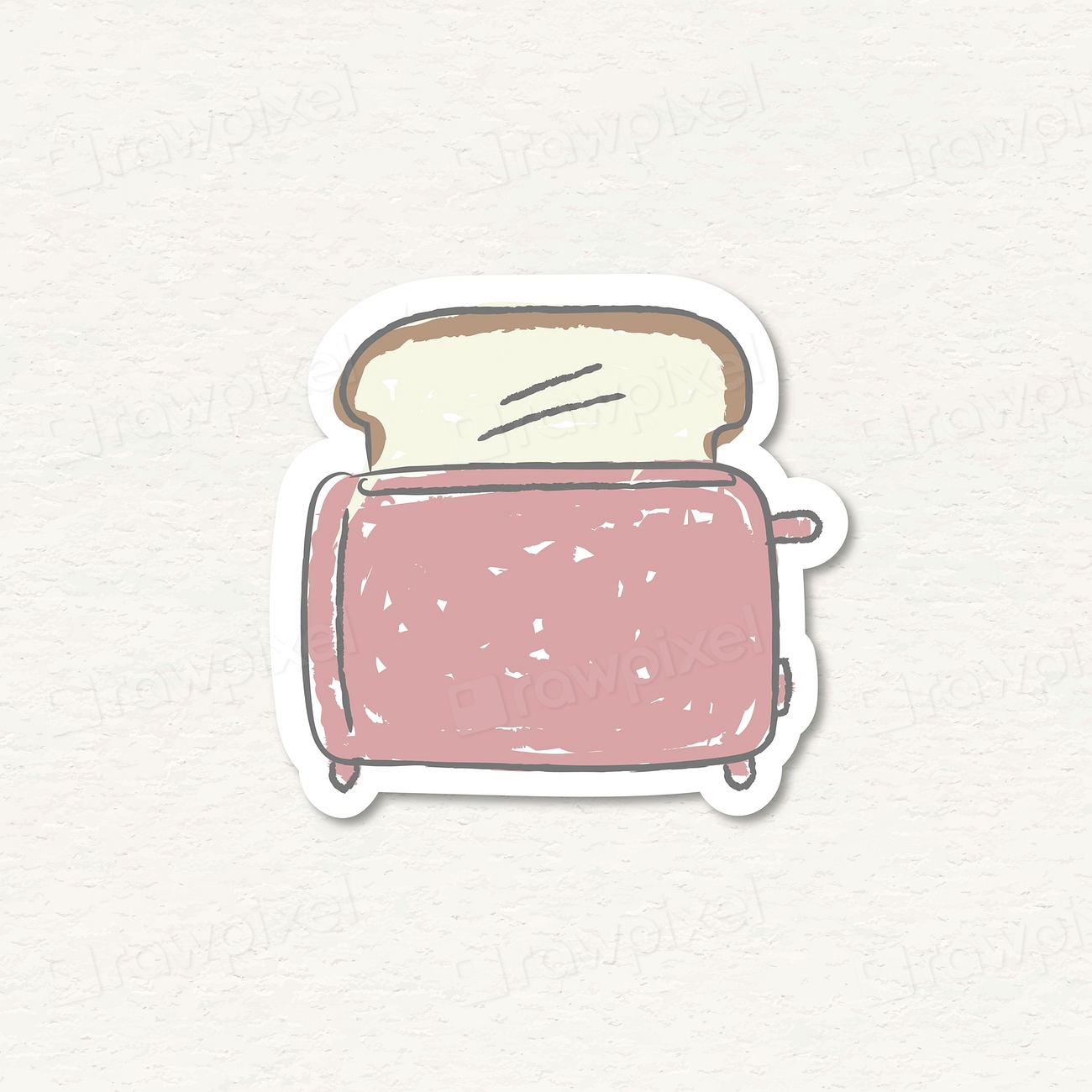 Doodle pink bread toaster sticker | Premium Vector - rawpixel