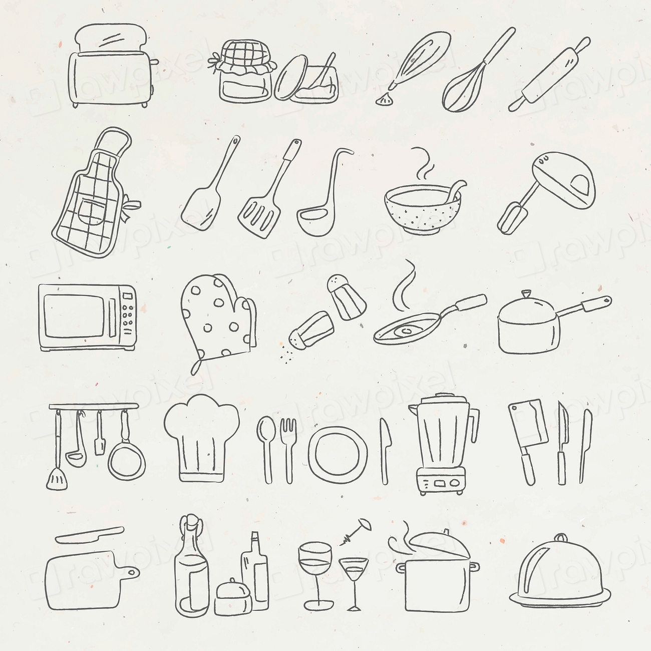 Cute kitchen utensils doodle sticker | Premium Vector - rawpixel